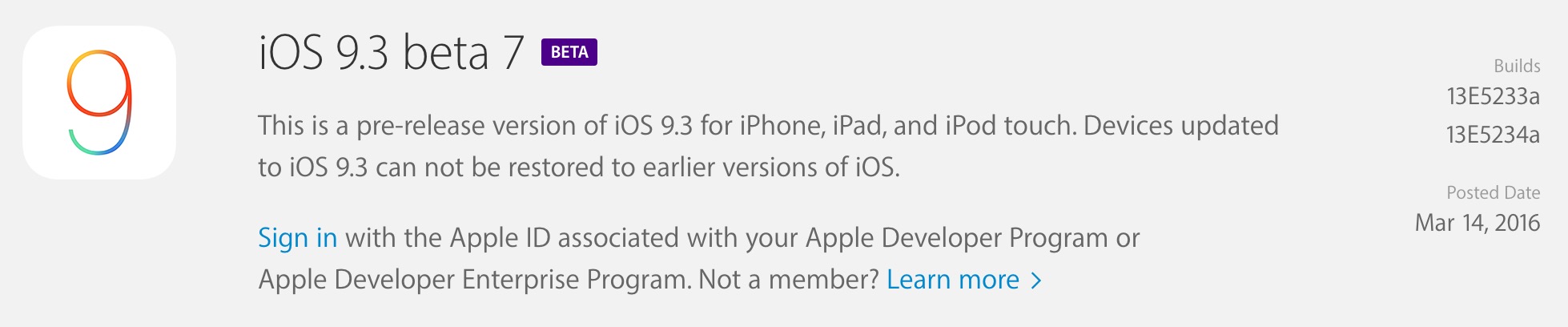 Apple ปล่อย iOS 9.3 Beta 7 ให้นักพัฒนาได้ทดสอบแล้ว