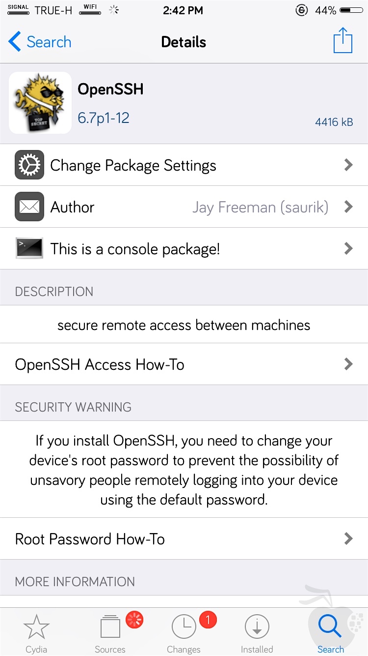 เปลี่ยนรหัสผ่าน Root ของ iPhone ป้องกันการแฮ็ครูปถ่าย หลังเจลเบรคและติดตั้ง OpenSSH
