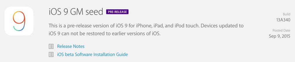Apple ปล่อย iOS 9 GMให้นักพัฒนา ตัวเต็มออก 16 กันยาฯ 58 นี้ Apple ปล่อย iOS 9 GMให้นักพัฒนา ตัวเต็มออก 16 กันยาฯ 58 นี้