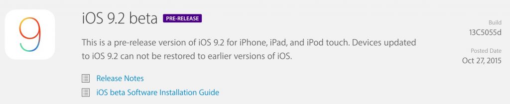 Apple ปล่อย iOS 9.2 beta 1ให้นักพัฒนาได้ทดสอบแล้ว