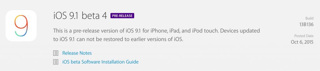 Apple ปล่อย iOS 9.1 Public beta 1 ใ้ห้ผู้สนใจทดสอบฟรี