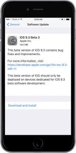 Apple ปล่อยอัปเดต iOS 9.3 beta 3 ให้นักพัฒนาแล้ว