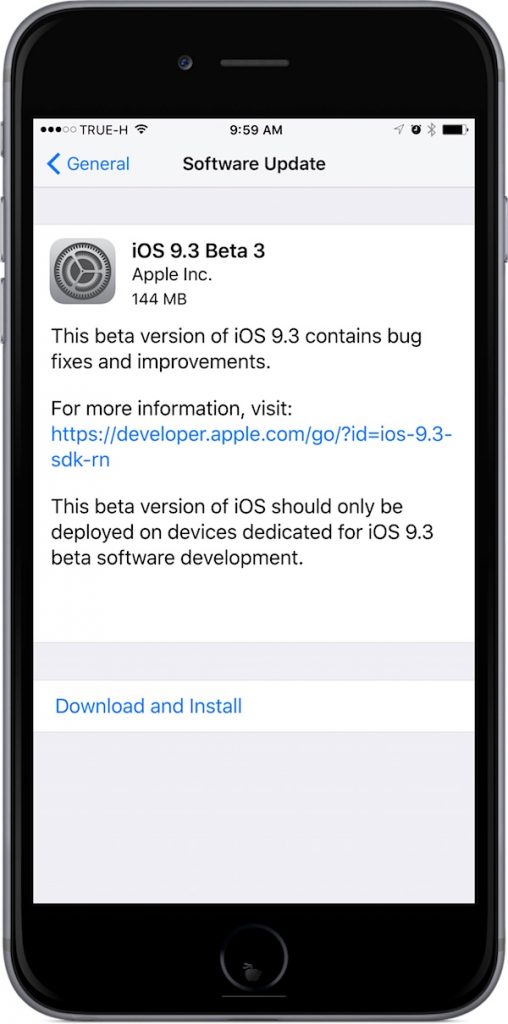 Apple ปล่อยอัปเดต iOS 9.3 beta 3 ให้นักพัฒนาแล้ว Apple ปล่อยอัปเดต iOS 9.3 beta 3 ให้นักพัฒนาแล้ว