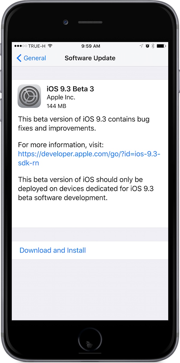 Apple ปล่อยอัปเดต iOS 9.3 beta 3 ให้นักพัฒนาแล้ว Apple ปล่อยอัปเดต iOS 9.3 beta 3 ให้นักพัฒนาแล้ว