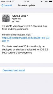 Apple ปล่อย iOS 9.3 Beta 7 ให้นักพัฒนาได้ทดสอบแล้ว