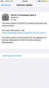 Apple ปล่อย iOS 9.3.2 beta 2 สำหรับนักพัฒนาแล้ว