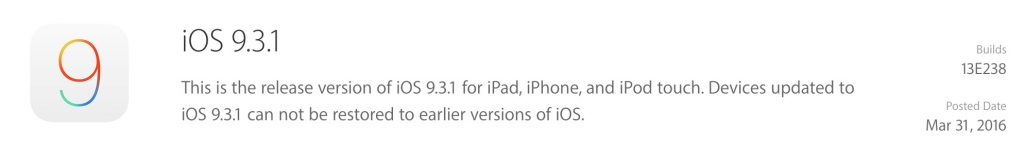 ดาวน์โหลด iOS 9.3.1 IPSW เวอร์ชันสมบูรณ์ ลิงก์ตรงโหลดแรงจาก Apple ดาวน์โหลด iOS 9.3.1 IPSW เวอร์ชันสมบูรณ์ ลิงก์ตรงโหลดแรงจาก Apple