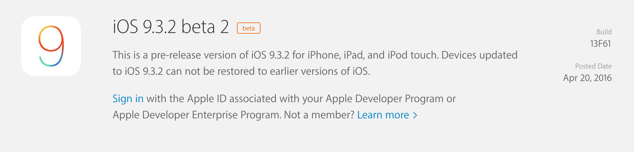 Apple ปล่อย iOS 9.3.2 beta 2 สำหรับนักพัฒนาแล้ว