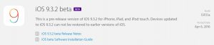 Apple ปล่อย iOS 9.3.2 beta 1 สำหรับนักพัฒนา