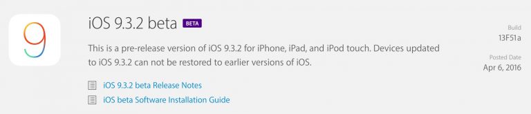 Apple ปล่อย iOS 9.3.2 beta 1 สำหรับนักพัฒนา Apple ปล่อย iOS 9.3.2 beta 1 สำหรับนักพัฒนา