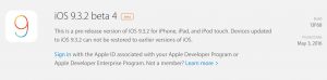 Apple ปล่อย iOS 9.3.2 beta 4 ให้นักพัฒนาให้ทดสอบแล้ว