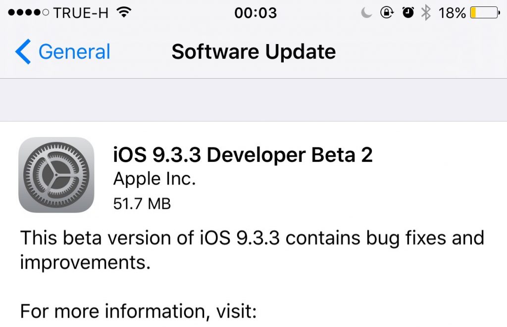 iOS 9.3.3 beta 2 ปล่อยให้นักพัฒนาทดสอบแล้ว