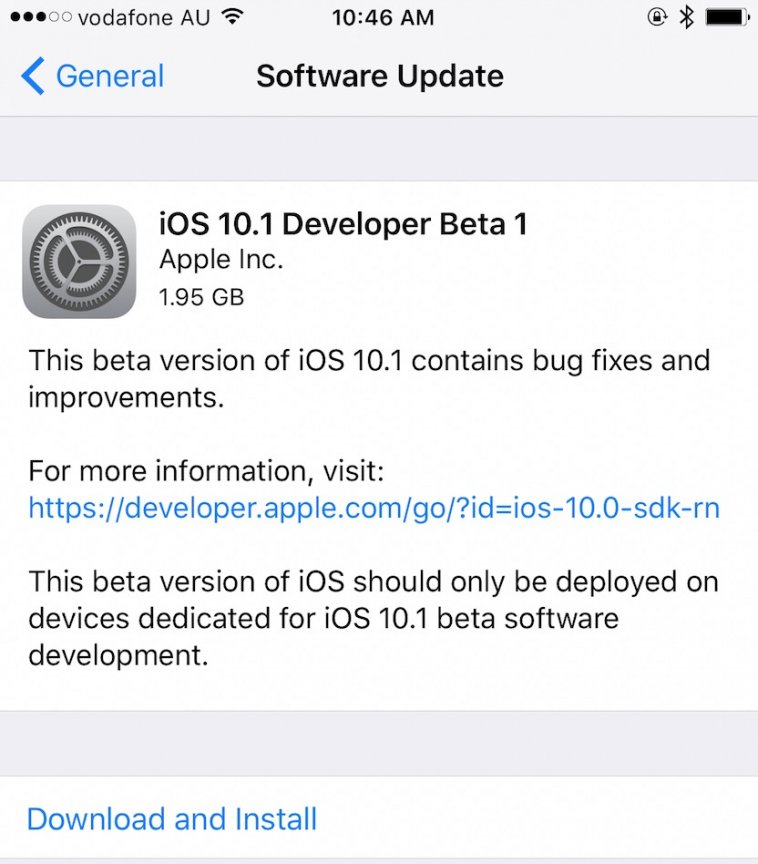 Apple ปล่อย iOS 10.1 Developer Beta 1 ให้นักพัฒนาได้ทดสอบแล้ว