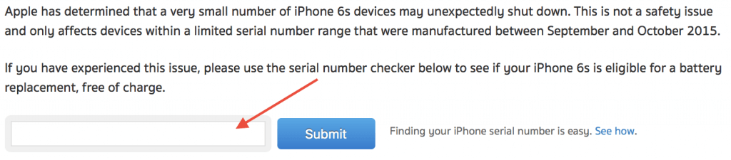 วิธีตรวจสอบ iPhone 6s ที่แบตเตอรี่มีปัญหาเครื่องดับเองด้วย Serial Number