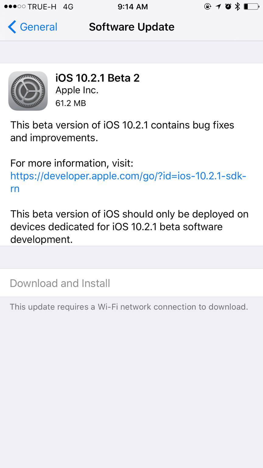 Apple ปล่อย iOS 10.2.1 Developer Beta 2 ให้นักพัฒนาได้อัปเดต