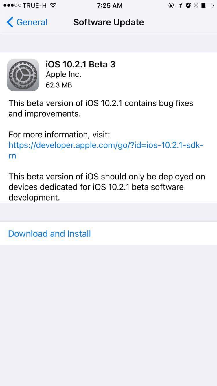 Apple ปล่อย iOS 10.2.1 Developer Beta 3 ให้นักพัฒนาได้อัปเดต Apple ปล่อย iOS 10.2.1 Developer Beta 3 ให้นักพัฒนาได้อัปเดต