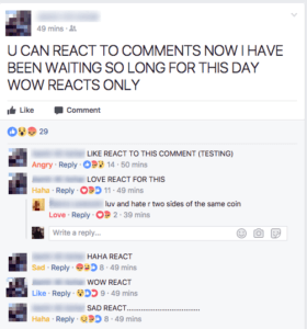 ว้าว! Facebook ตอนนี้สามารถ Reactions ที่ช่องความเห็นได้แล้ว