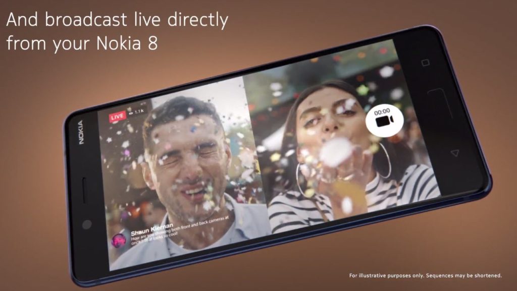 Nokia 8 กล้องซูเปอร์สลิม 13 MP เลนส์ออปติก ZEISS พร้อมโหมด Dual-Sight