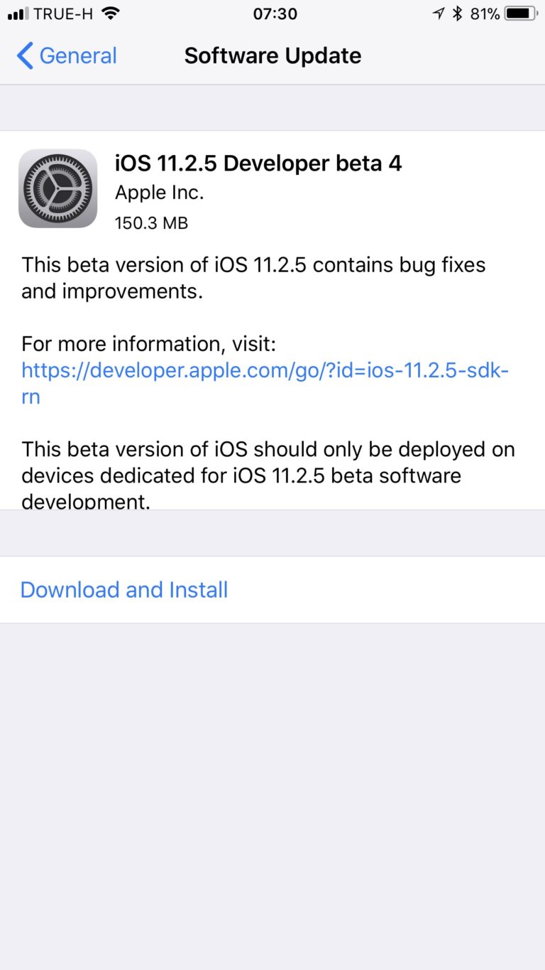 Apple ปล่อย iOS 11.2.5 Developer Beta 4 ให้เหล่านักพัฒนาได้อัปเดตแล้ว