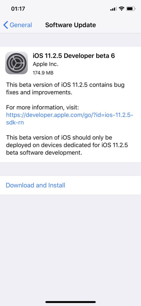 Apple ปล่อย iOS 11.2.5 Developer Beta 6 ให้เหล่านักพัฒนาได้อัปเดตแล้ว