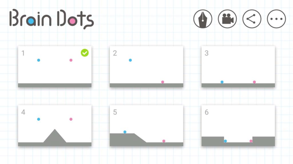 โหลดฟรี Brain Dots เกมฝึกสมองด้วยการเขียนเส้นทางเดินลูกบอลให้ชนกัน