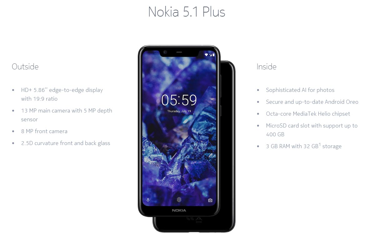 Nokia เปิดตัว Nokia 5.1 Plus และ Nokia 6.1 Plus มาพร้อมรอยบาก ใช้ Android One
