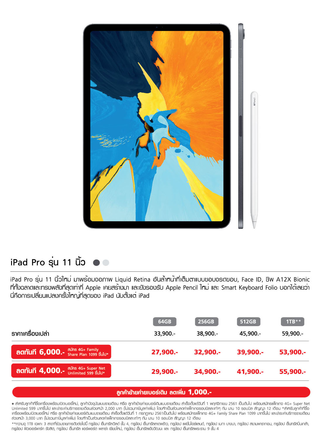 ซื้อ iPad Pro 2018 ใหม่ที่ TrueMove H รุ่น 11 นิ้ว เริ่มต้น 26,900 บาท ...
