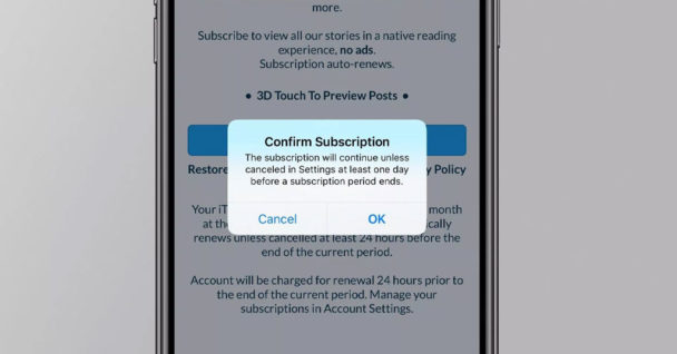 Apple เพิ่มขั้นตอน "Confirm Subscription" ในการสมัครรับบน iOS