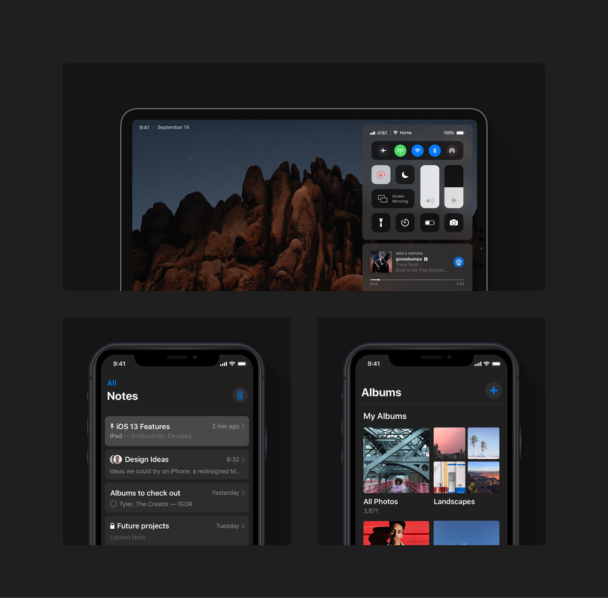 ภาพแนวคิด iOS 13 มาพร้อมกับ Dark Mode ปรับปรุงแอปใหม่และการทำงานร่วมกัน ...