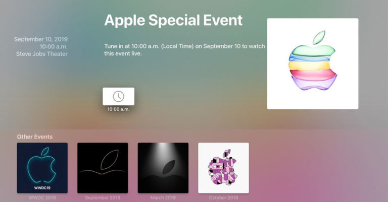 แอป Apple Event ของ Apple TV ขึ้นข้อมูลงานวันที่ 10 กันยายน 2019 แล้ว