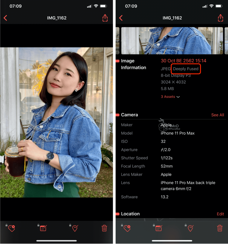 ดูว่ารูปถ่ายด้วย Deep Fusion หรือไม่ด้วยแอป Metapho