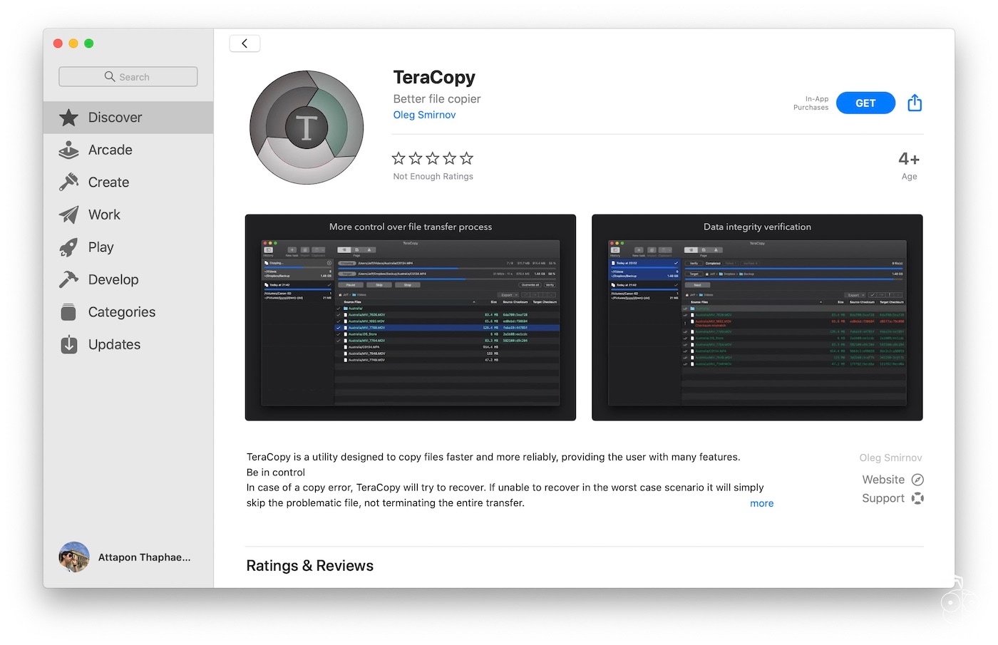 TeraCopy เครื่องมือคัดลอกไฟล์และโฟลเดอร์ขนาดใหญ่ สำหรับ macOS