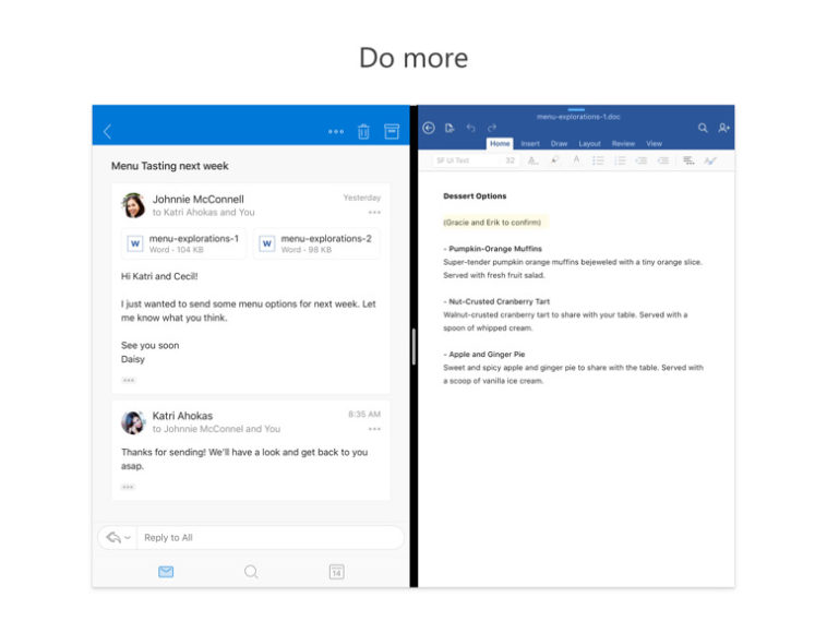 Microsoft Outlook รองรับการแสดงผลสองหน้าจอ (Split View) บน iPad แล้ว