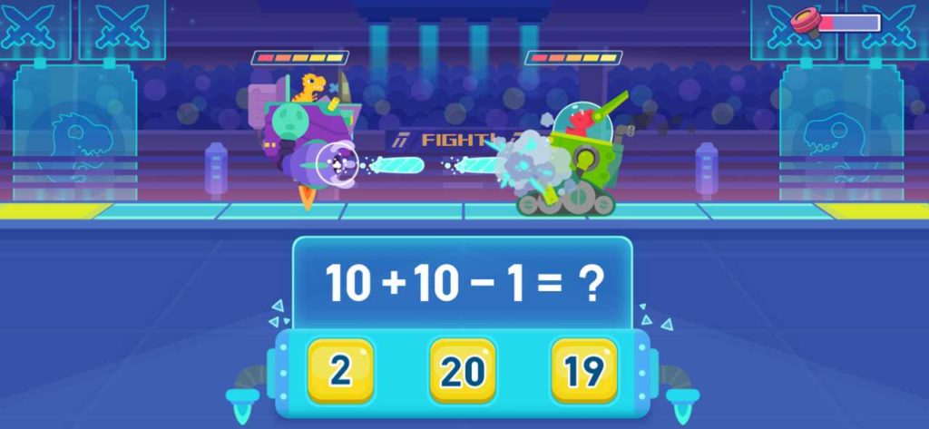 Dinosaur Math เกมไดโนเสาร์ต่อสู้ แข่งคณิตคิดไวดวลกันแบบหนึ่งต่อหนึ่ง