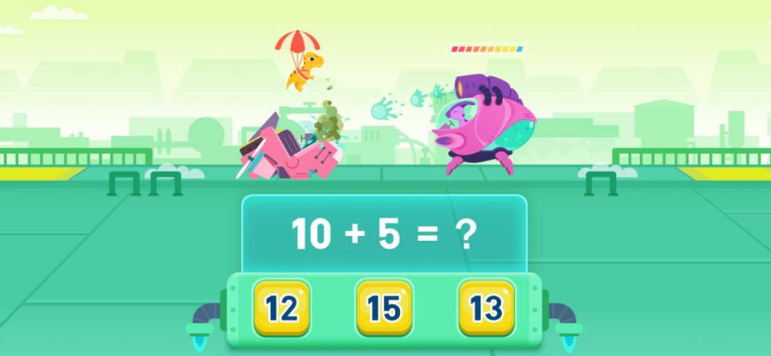 Dinosaur Math เกมไดโนเสาร์ต่อสู้ แข่งคณิตคิดไวดวลกันแบบหนึ่งต่อหนึ่ง