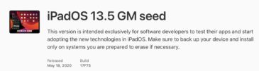 ดาวน์โหลด IPSW iOS 13.5 และ iPadOS 13.5 GM ลิงก์ตรงโหลดแรงจาก Apple