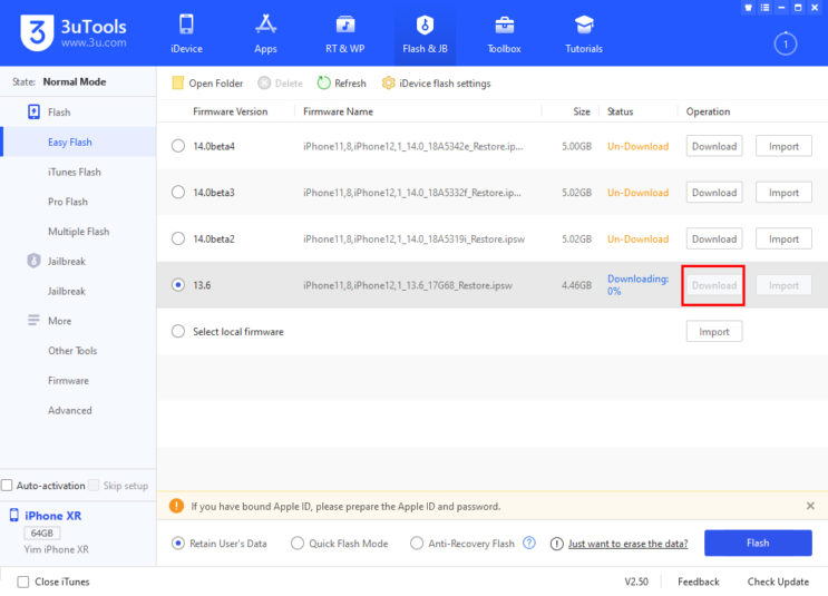 วิธีการเคลียร์ไฟล์อื่น ๆ (Other) ด้วยการ Flash iOS บน 3uTools