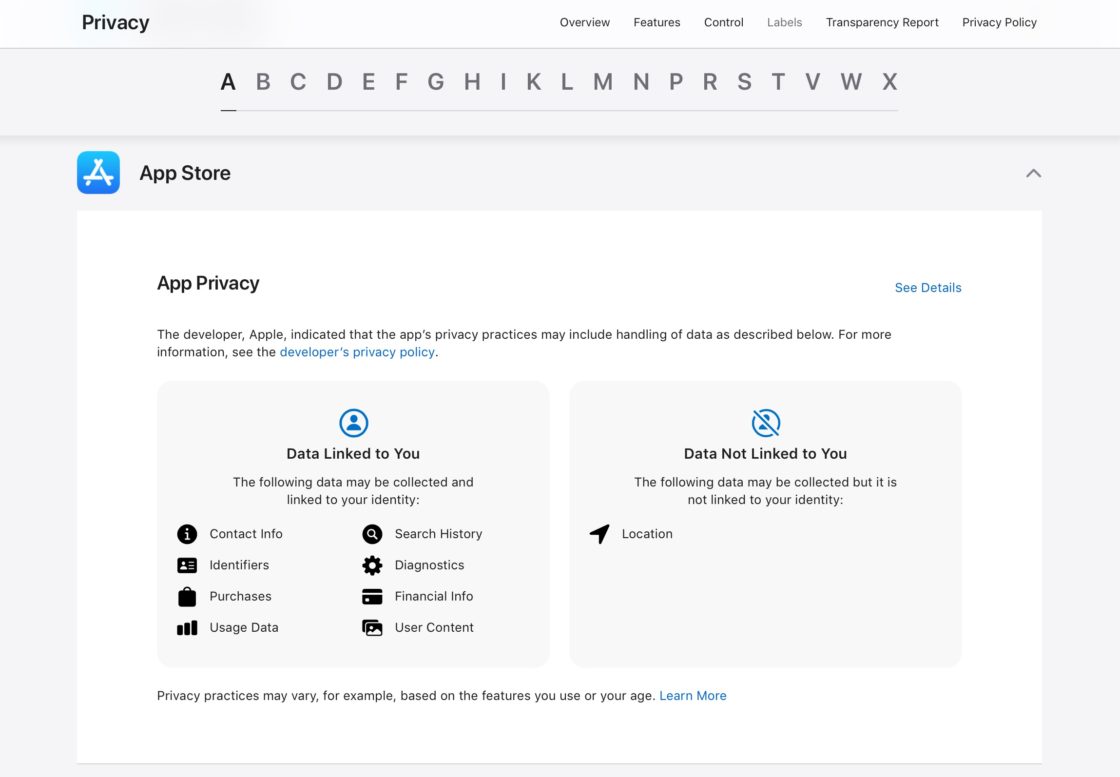 Apple เปิดหน้าเว็บ Privacy Labels ระบุว่าแอปของ Apple เก็บข้อมูลของ ...
