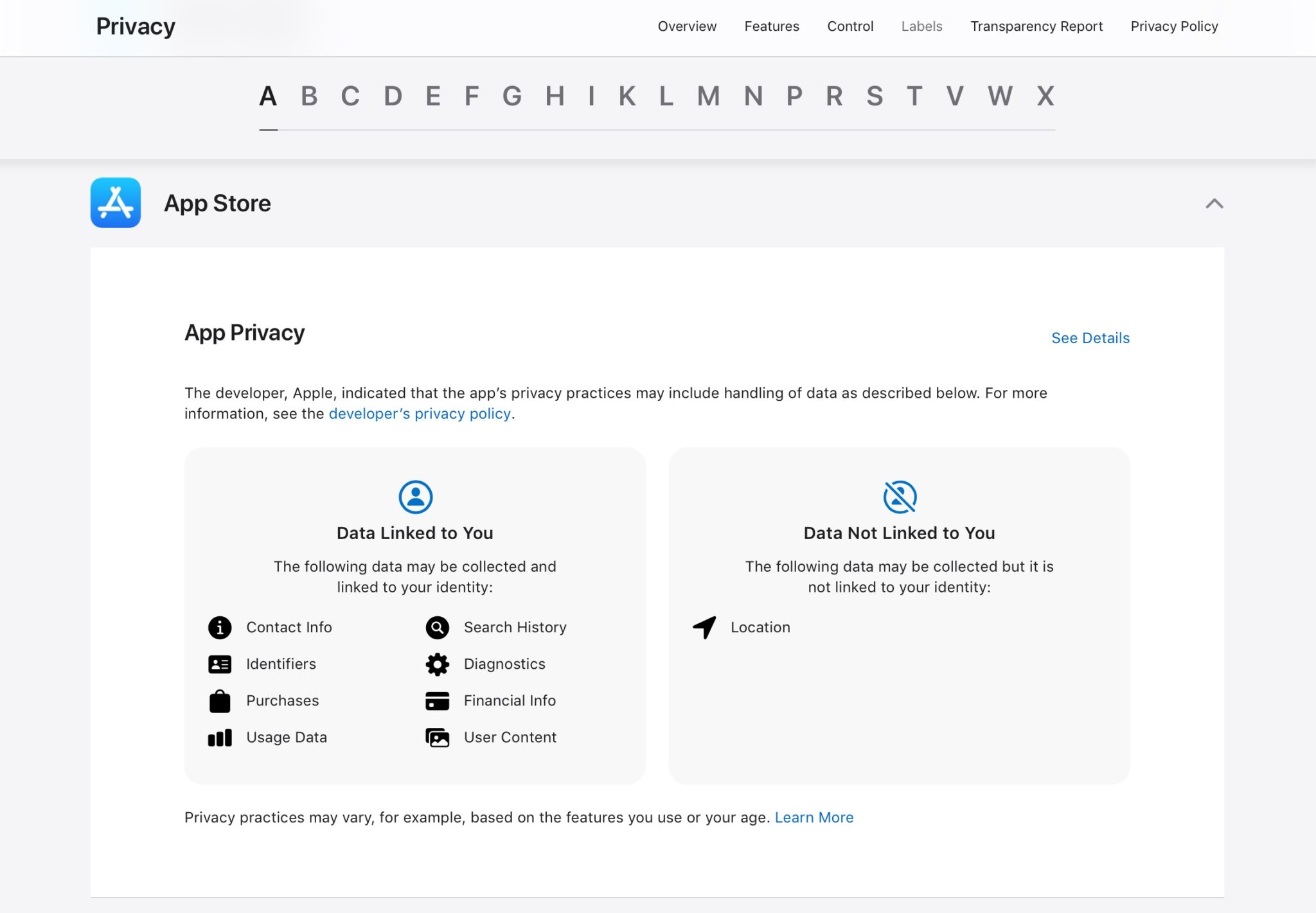 Apple เปิดหน้าเว็บ Privacy Labels ระบุว่าแอปของ Apple เก็บข้อมูลของ ...