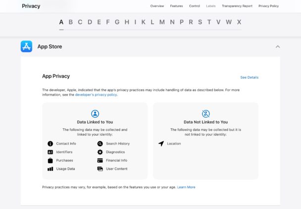 Apple เปิดหน้าเว็บ Privacy Labels ระบุว่าแอปของ Apple เก็บข้อมูลของ ...