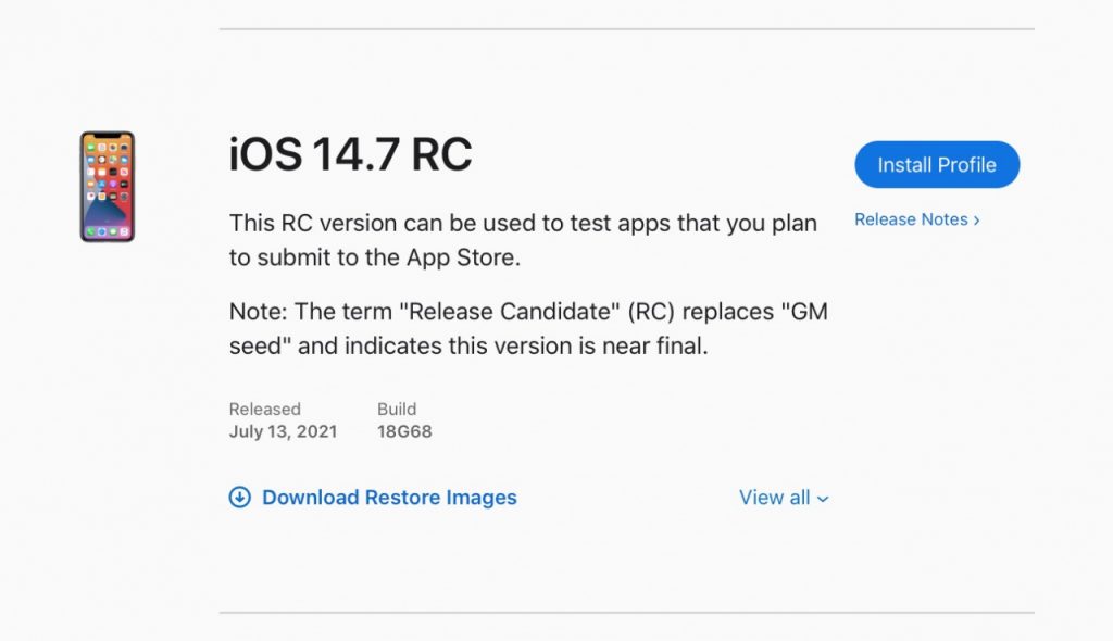 Apple ปล่อย iOS 14.7 RC (Release Candidate) ให้ทดสอบ