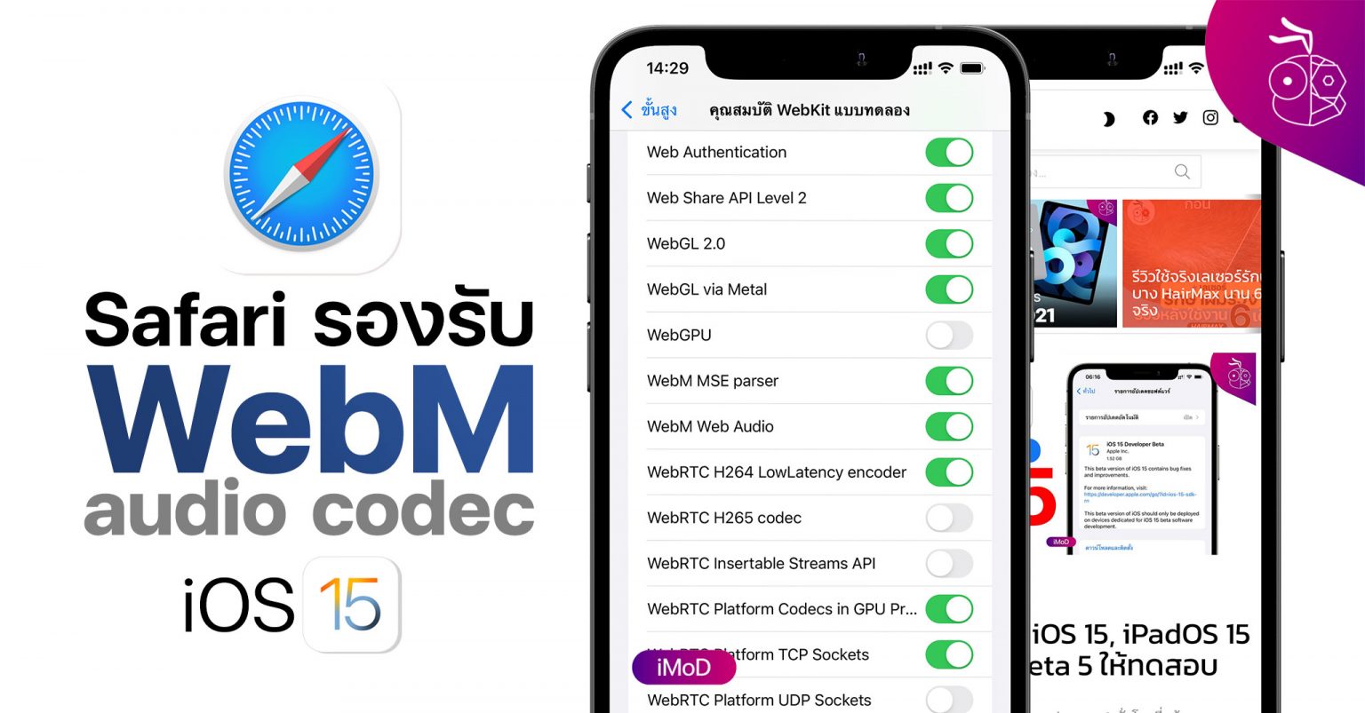 Safari ใน iOS 15 รองรับ WebM audio codec