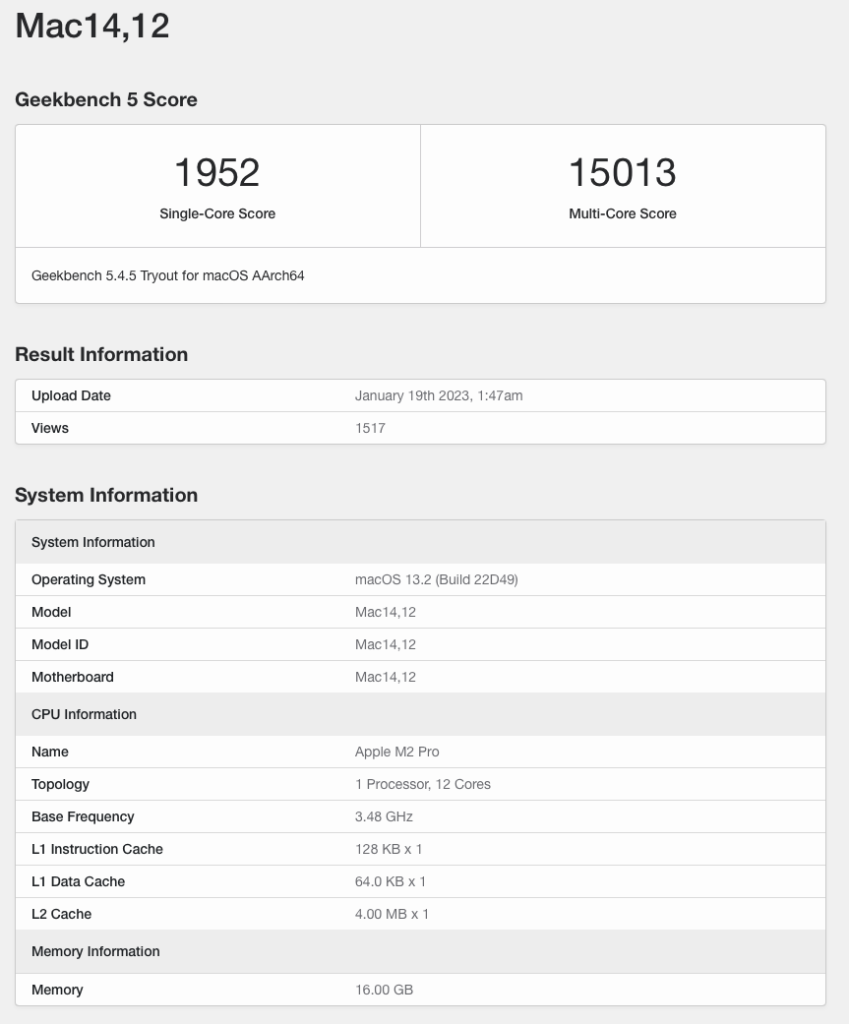 Mac mini ชิป M2 Pro คะแนน Geekbench สูงกว่าชิป M1 Pro, M1 Max