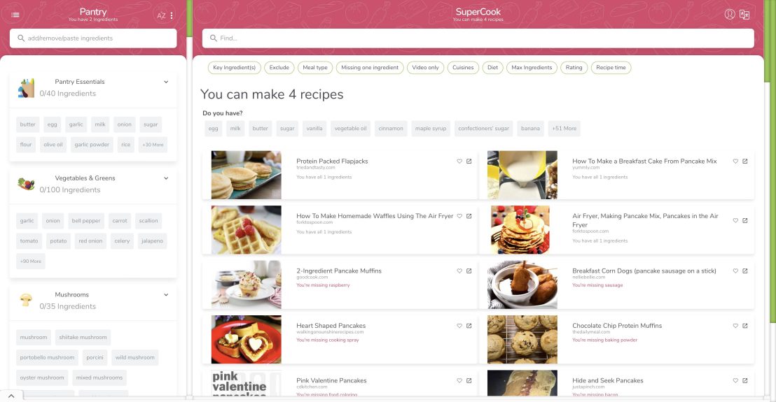 Supercook เว็บบอกสูตรทำอาหาร เพียงแค่บอกส่วนผสมที่คุณมีในบ้านตอนนี้