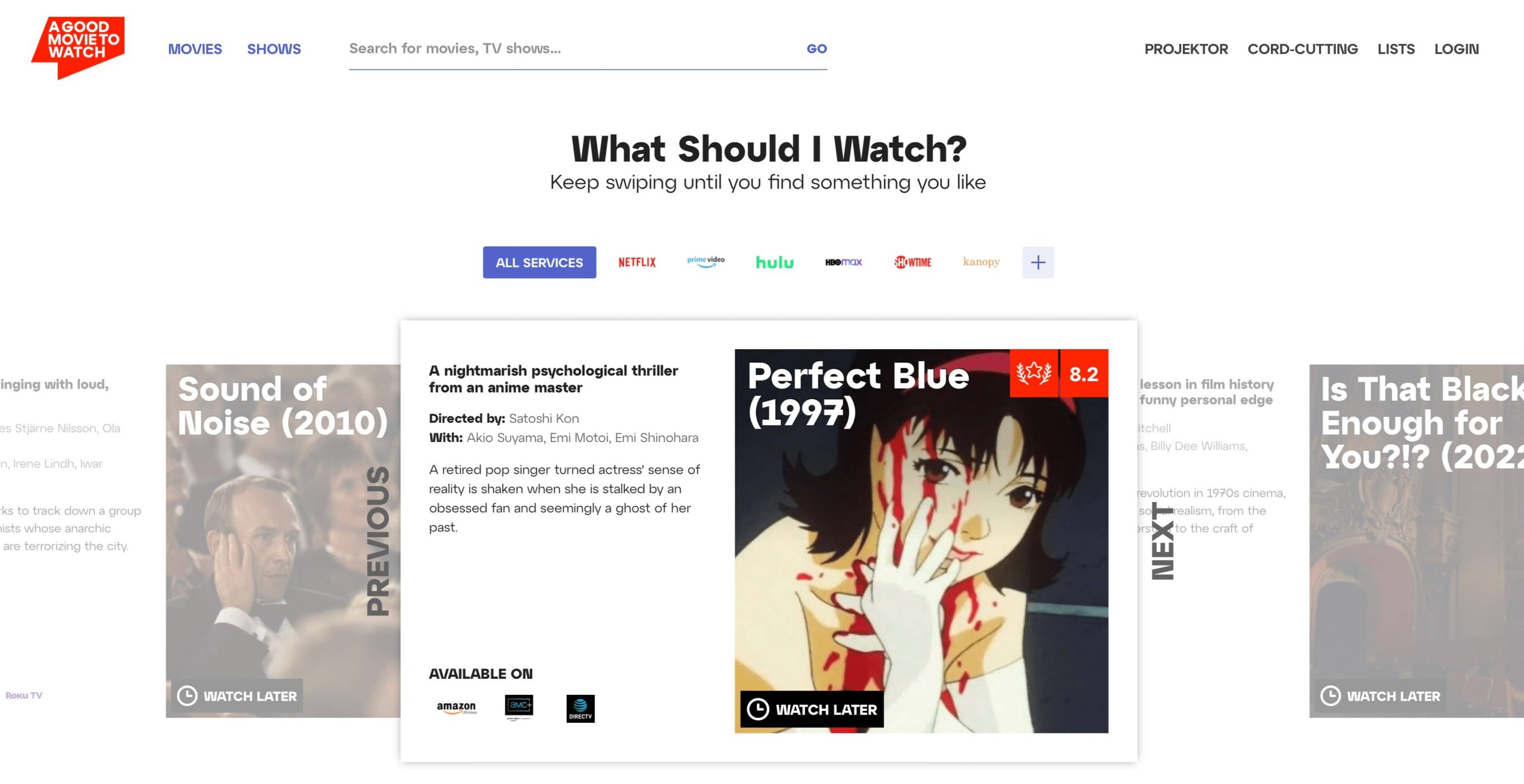 A Good Movie To Watch เว็บหาหนังเวลาที่ไม่รู้จะดูอะไร ในแอปสตรีมต่างๆ