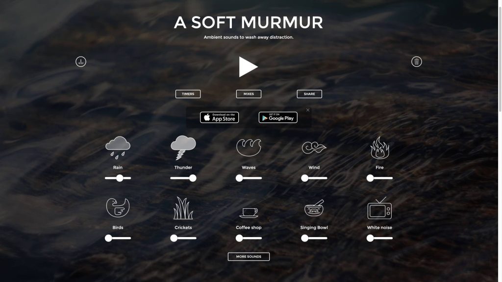 A SOFT MURMUR เว็บสร้างสมาธิด้วยเสียง Ambient Sounds!