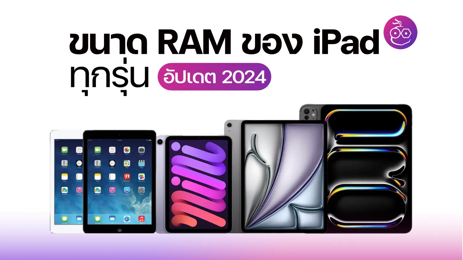 ขนาด RAM ของ iPad ตั้งแต่รุ่นแรกจนถึงรุ่นล่าสุด (อัปเดตปี 2024)